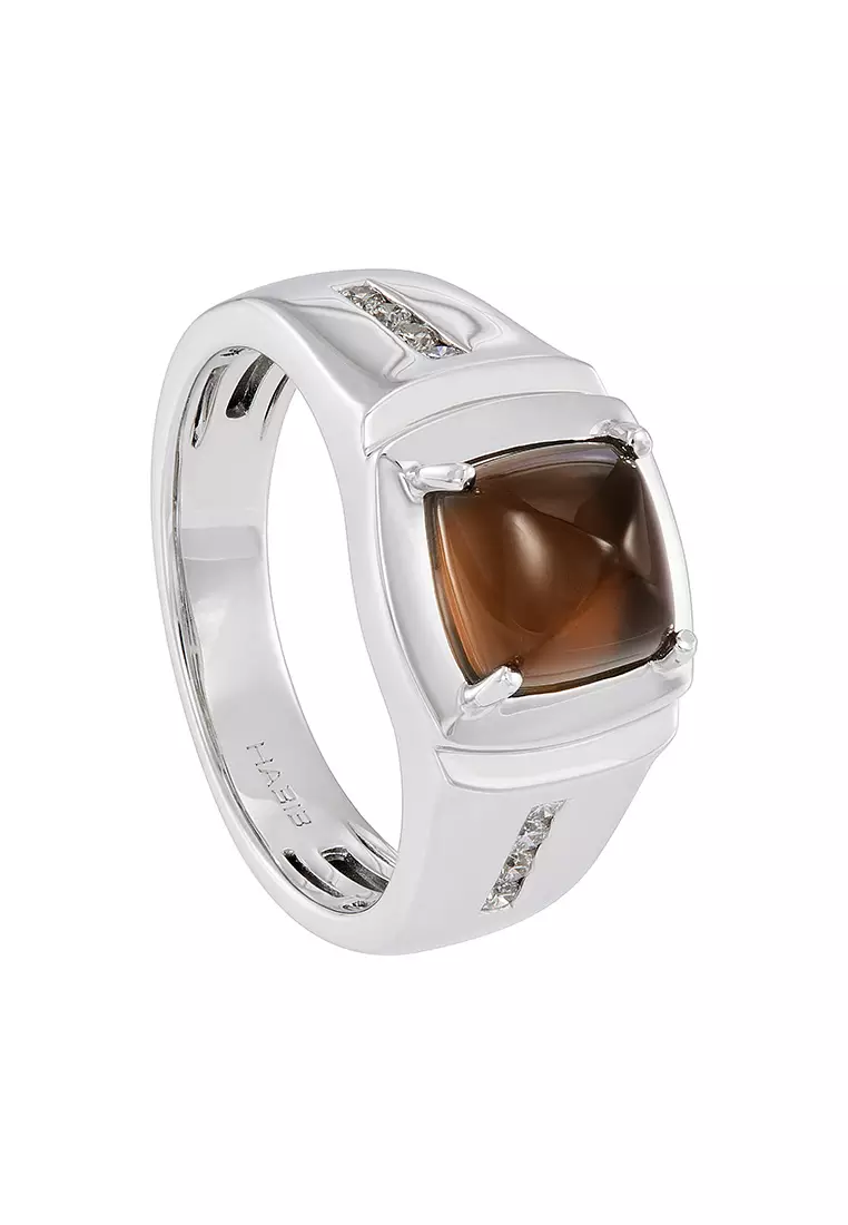 Buy HABIB HABIB Smoky and Diamond Men's Ring in 925 Silver Palladium ...