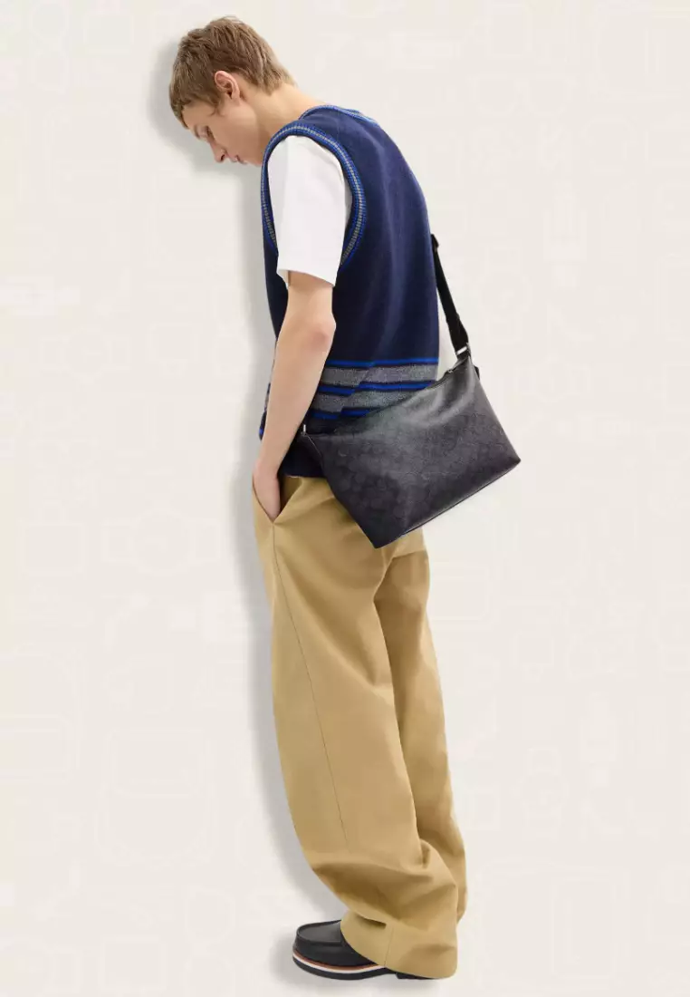 Jual Coach Coach Finn Crossbody Bag In Signature Canvas Charcoal Black ...