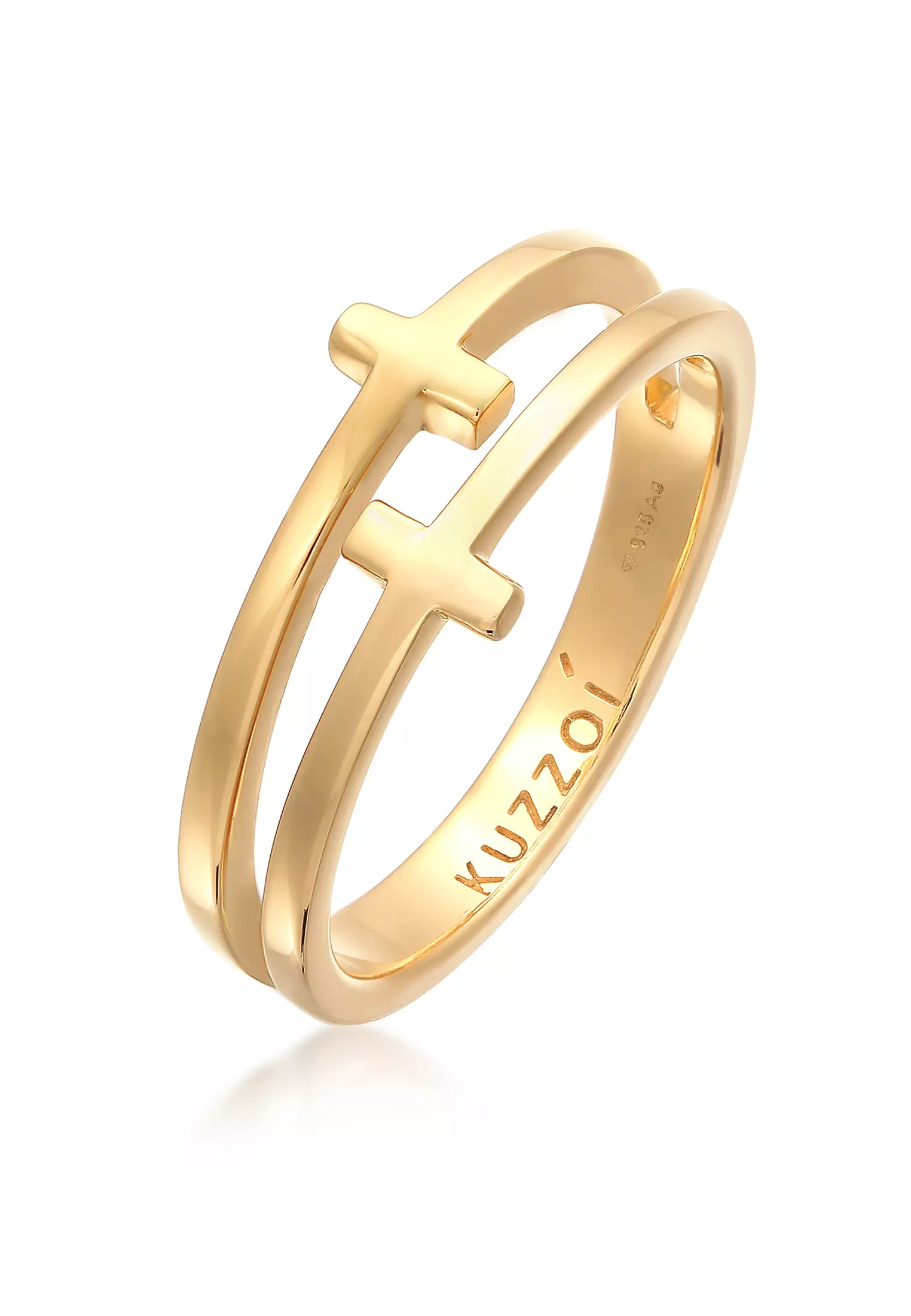 Buy Kuzzoi Ring Men Cross Double Modern Gold Plated Online | ZALORA ...