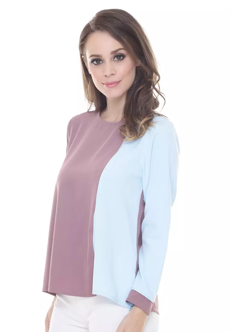 Buy Rina Nichie Basic Narry Two Tones Top Online | ZALORA Malaysia