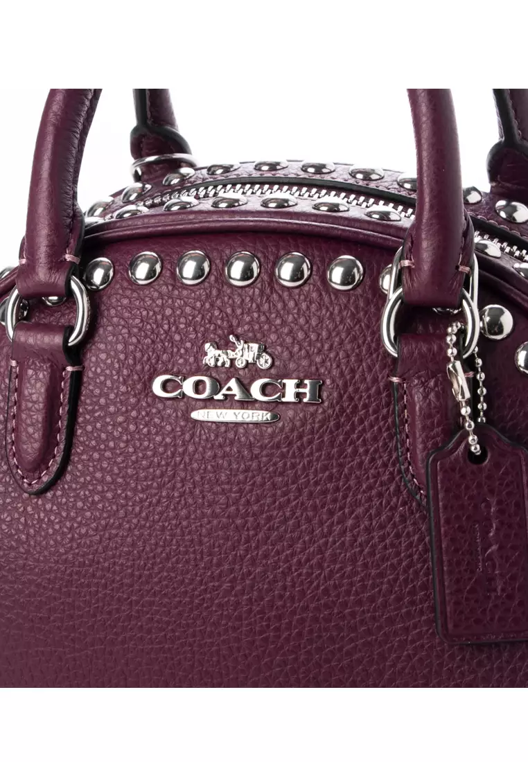 Buy Coach Sydney Satchel With Rivets - Deep Berry Online | ZALORA Malaysia