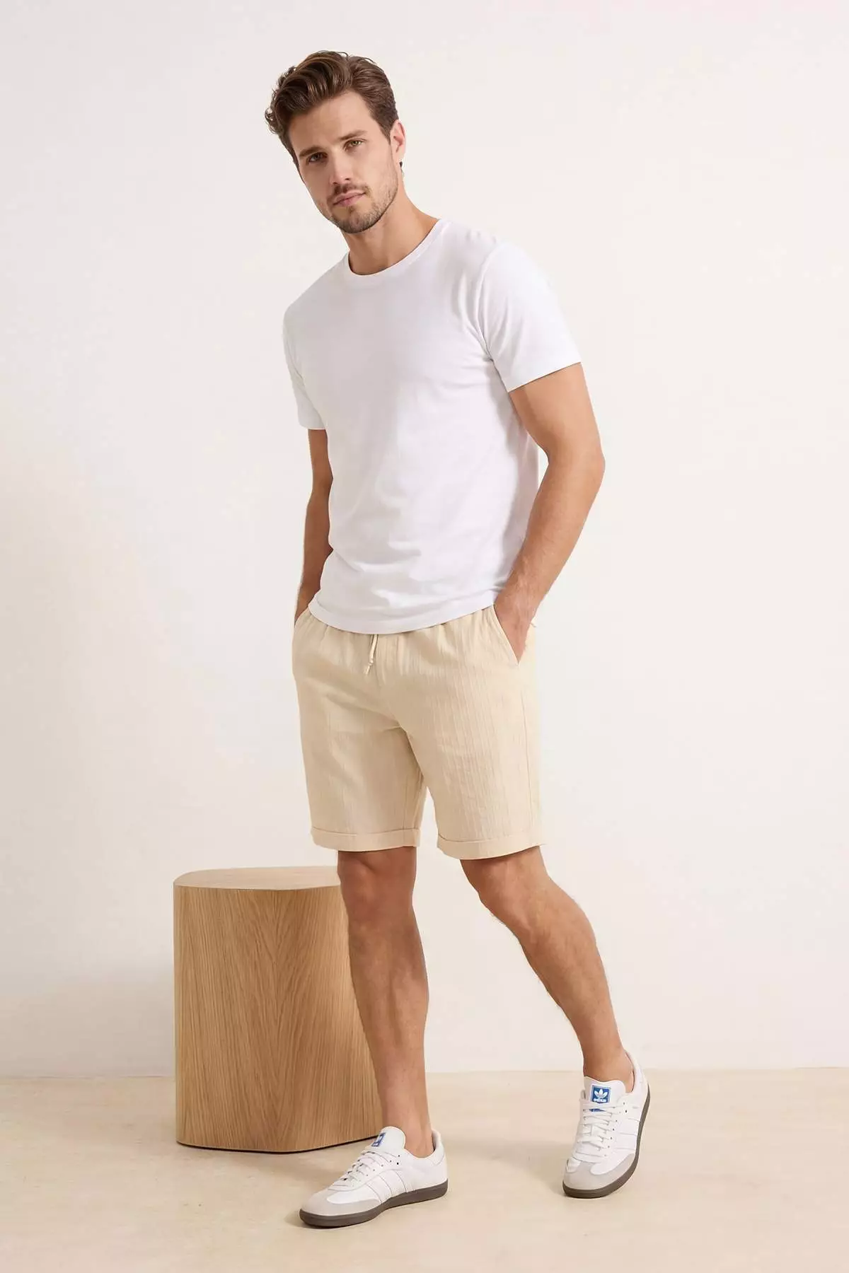 Buy Trendyol Beige Regular Fit 100% Cotton Textured Tubular Leg Men'S ...