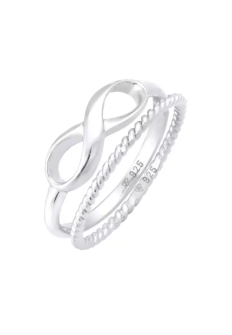 Buy ELLI GERMANY Ring Stacking Ring Duo Infinity Twisted Basic Trend ...