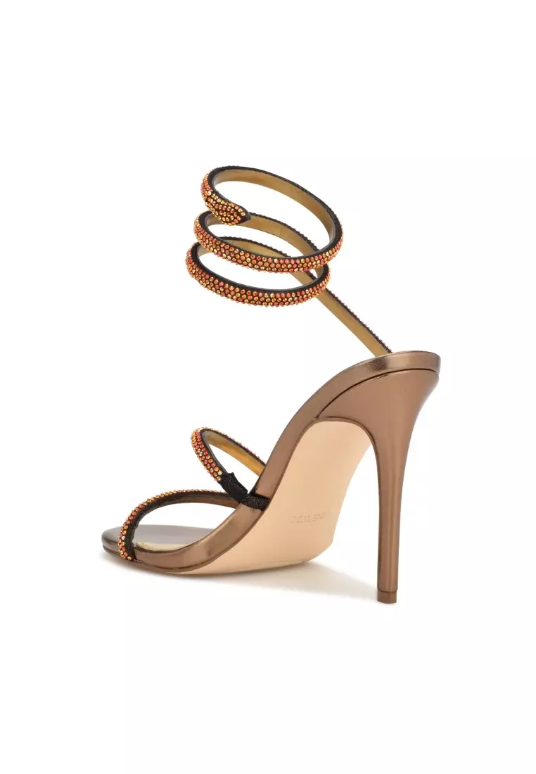 Buy Nine West Nine West Maskil Ankle Wrap Heeled Dress Sandals Gold ...