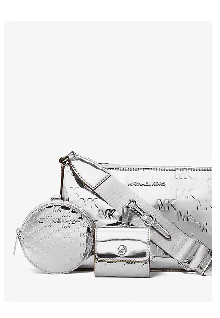 Buy MICHAEL KORS Jet Set Small Patent Logo Debossed Crossbody Bag with ...