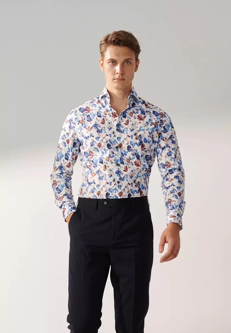 SST&C SST&C Blue and Browm Floral Print Slim Fit Shirt 2024 | Buy SST&C ...
