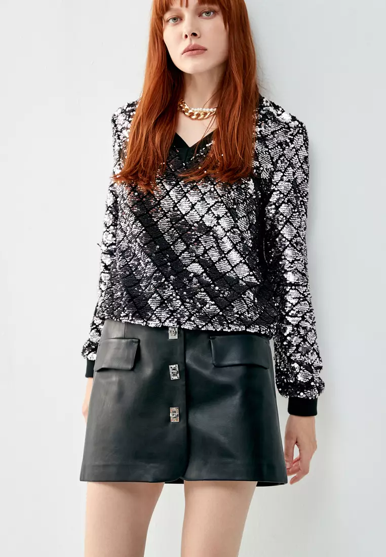 Buy iROO V-Neck Sequin Top 2026 Online | ZALORA Philippines
