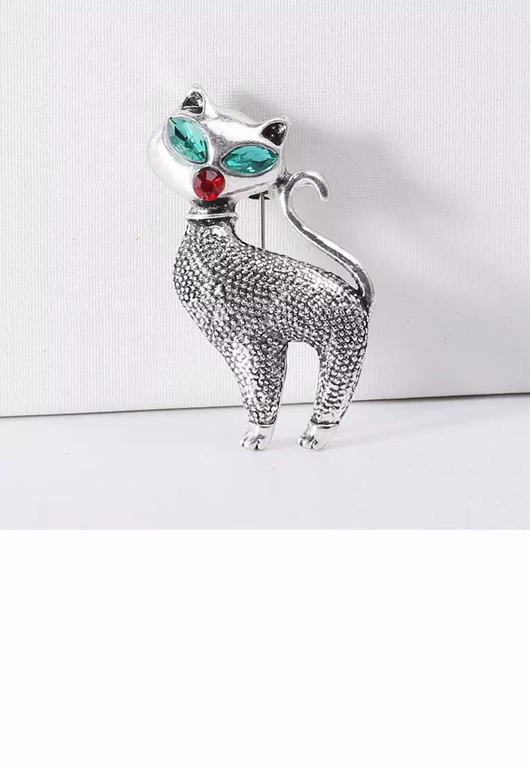 Buy SOEOES Simple Cute Cat Brooch with Cubic Zirconia Online | ZALORA ...