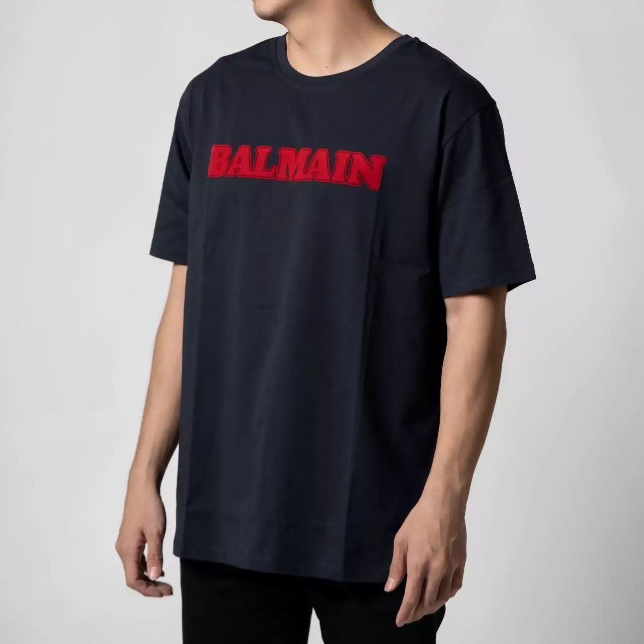 Jual Balmain Balmain Flocked Retro Logo Patch T-Shirt Navy Original ...