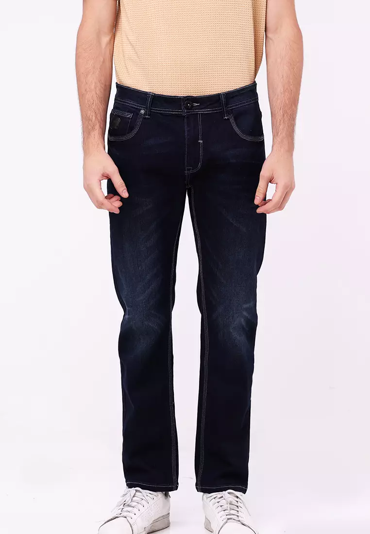 Buy Freego Mens Denim Long Slim Tapered Fit Stretch Jeans 2025 Online ...