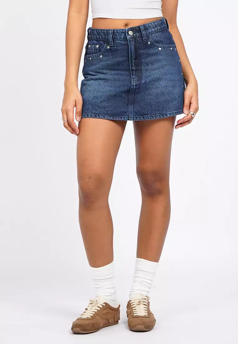 Jual COLORBOX Mini Denim Skort with Stud Details Original 2026 | ZALORA ...
