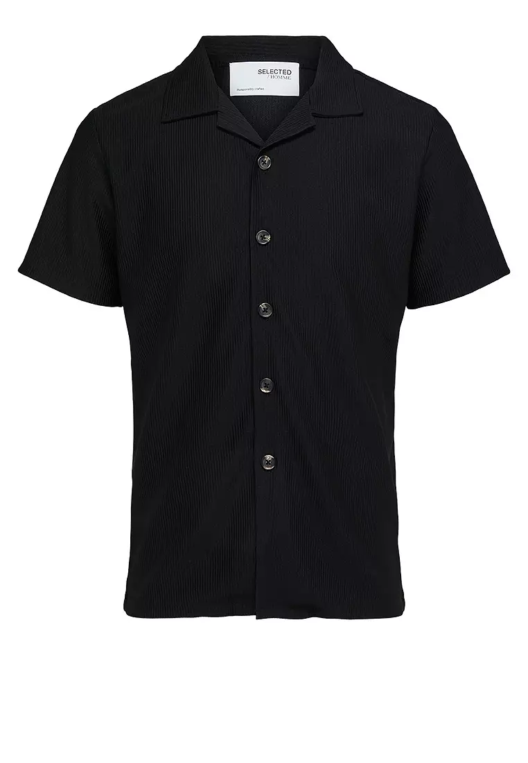 Buy Selected Homme Ribbed Cuban Collar Short Sleeves Shirt Online ...