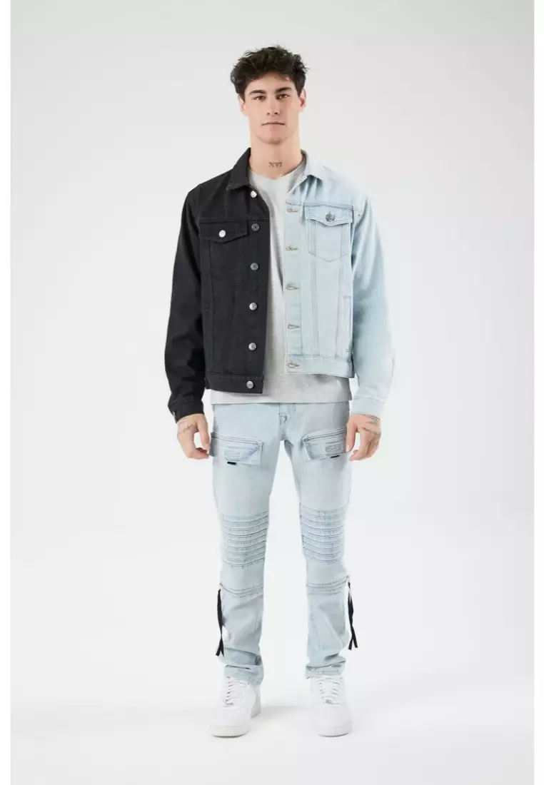 Buy FOREVER 21 Denim Colorblock Trucker Jacket 2024 Online | ZALORA ...
