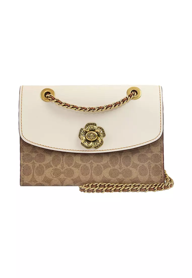 Buy COACH COACH PARKER Women's Khaki-White Signature Flower Buckle ...