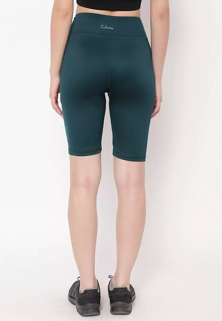 網上選購 Clovia Clovia High Rise Active Cycling Shorts in Teal Green with Side Pocket 2025 系列 | ZALORA香港