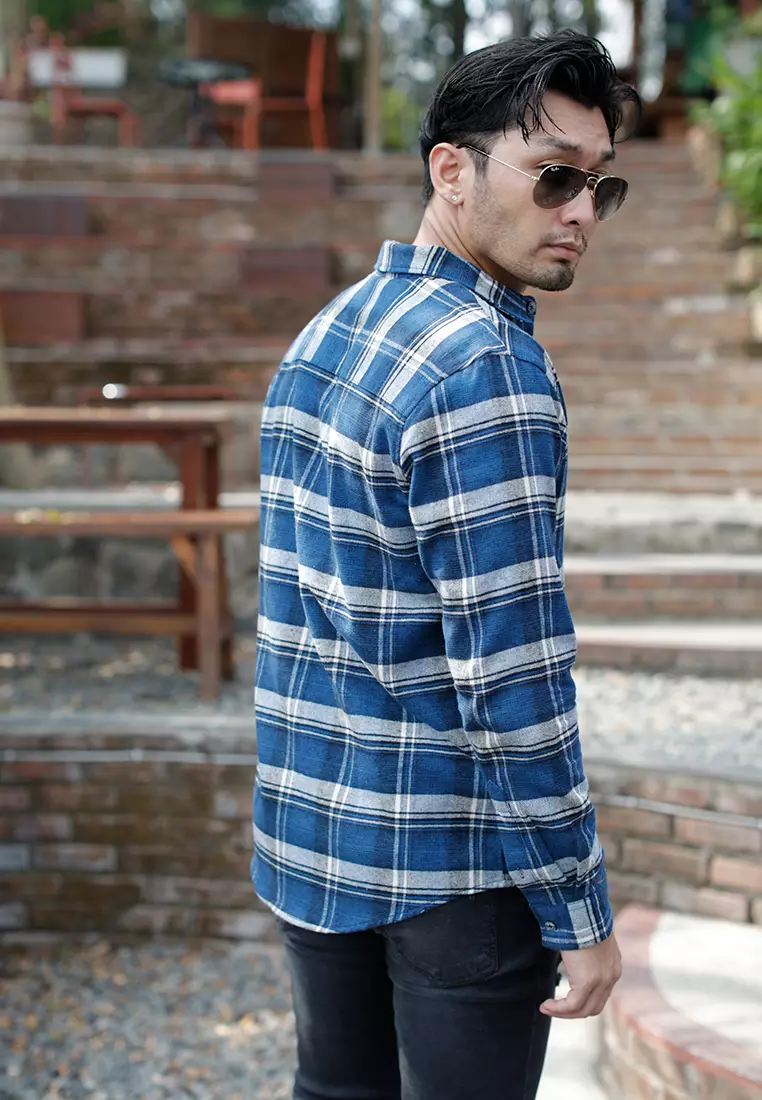 Jual Oxcon OXCON Extra Comfort Authentic Flannel Shirt Blue Ruby ...