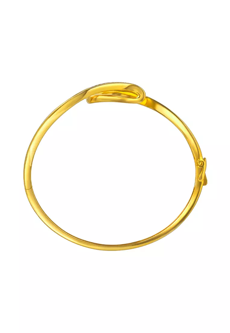 Buy TOMEI TOMEI Diamond Cut Collection U-shaped Art Bangle, Yellow Gold ...