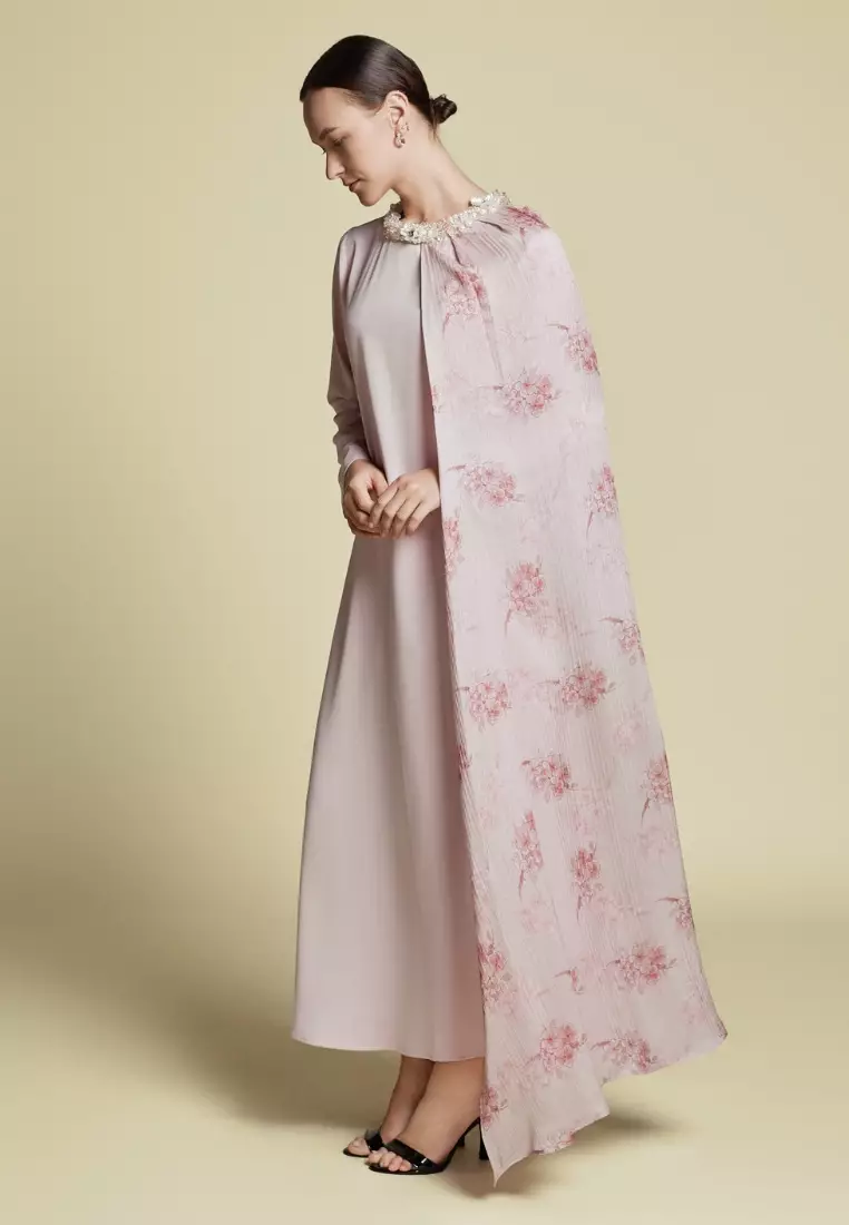 Buy Demure & Co Asymmetrical Side Cape Kaftan in Silk 2026 Online | ZALORA