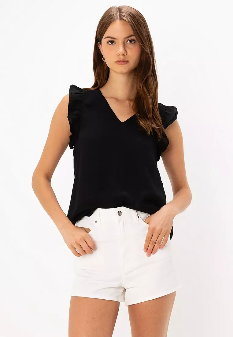Buy ONLY Short Sleeves Frill String Top Online | ZALORA Malaysia