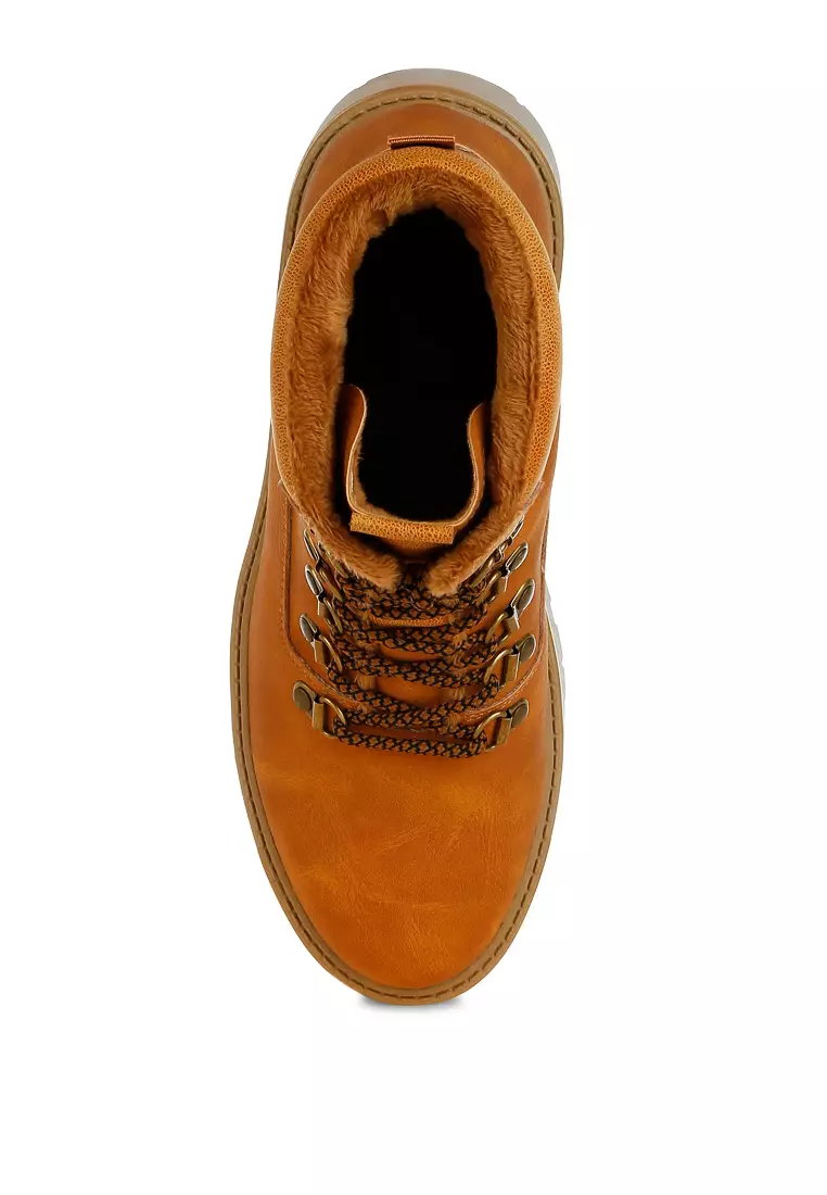 Buy London Rag Lace-Up Chunky Warm Ankle Boots in Tan Online | ZALORA ...