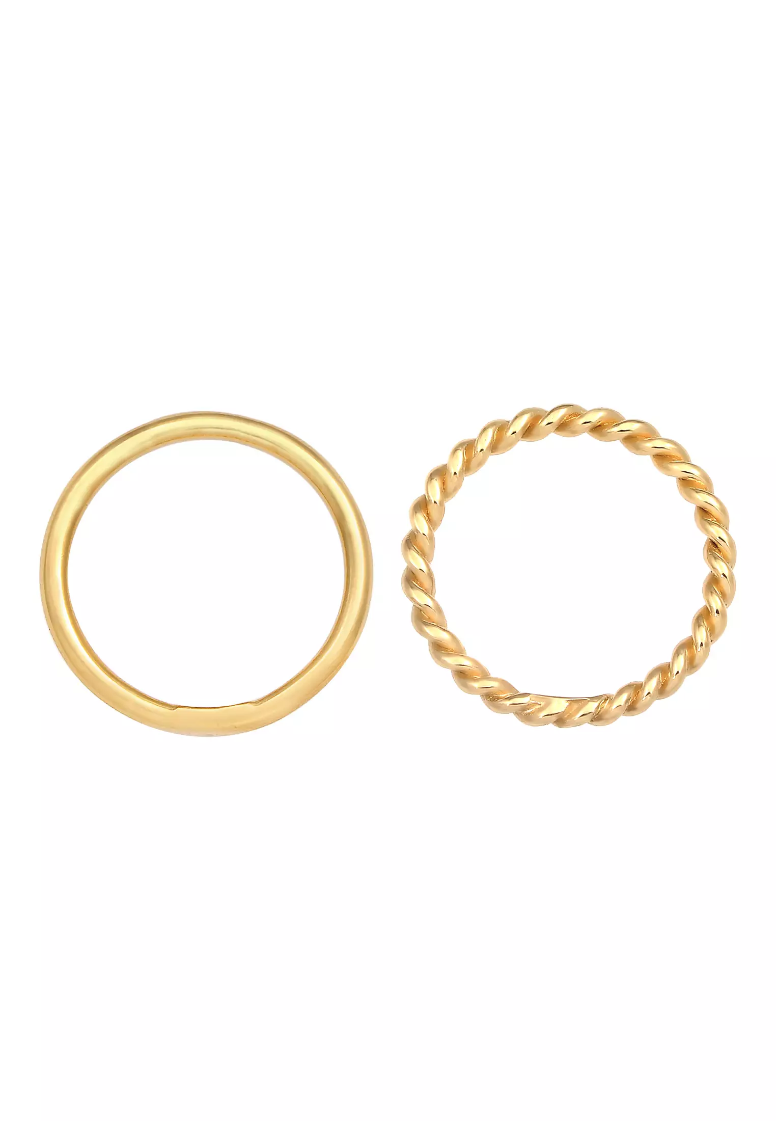 Buy ELLI GERMANY Plain and Twisted Ring Duo – Gold-Plated Silver 2026 ...