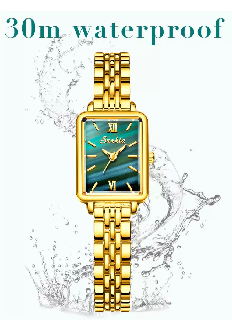 Buy LIGE SUNKTA Ladies Octagonal Quartz Watch, 27x20mm, Malachite Dial ...