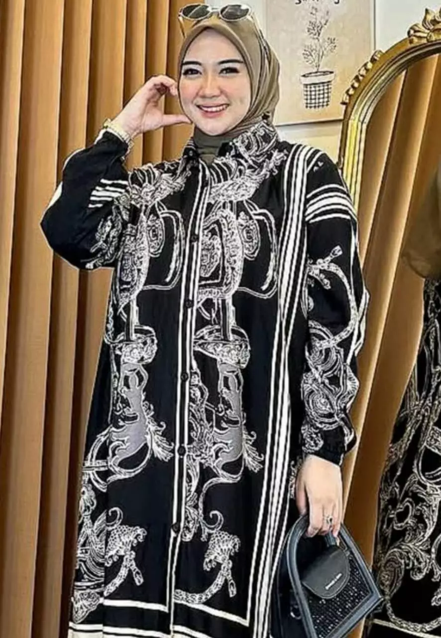 Jual Elegant Batik Tunik Wayang Hitam Setelan Celana Premium Modern MYA ...