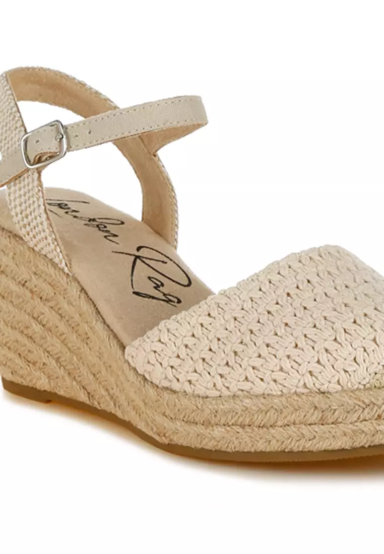 Jual London Rag Sandal Wedges Raffia Espadrilles dalam warna Ecru ...