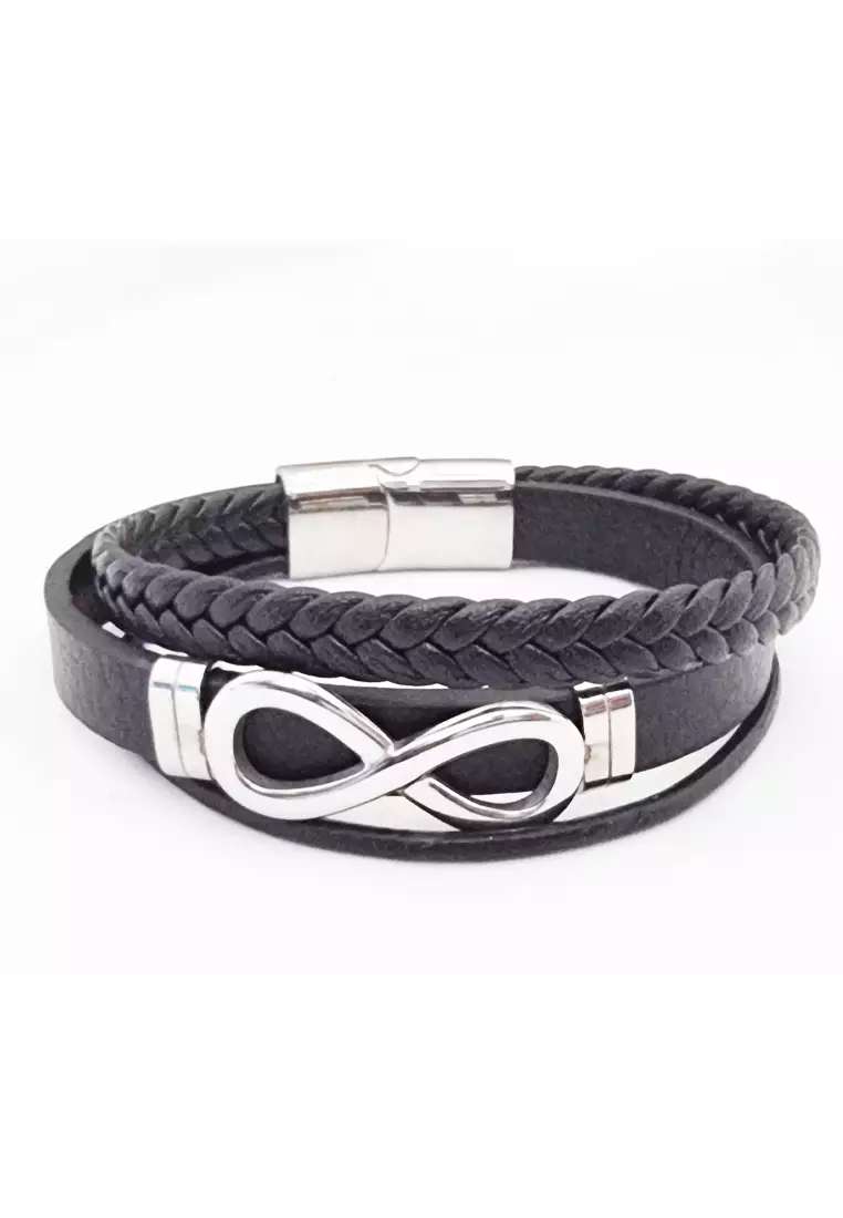 Jual San Marco Accessories Pria Infinity Classic Charm Leather Bracelet ...