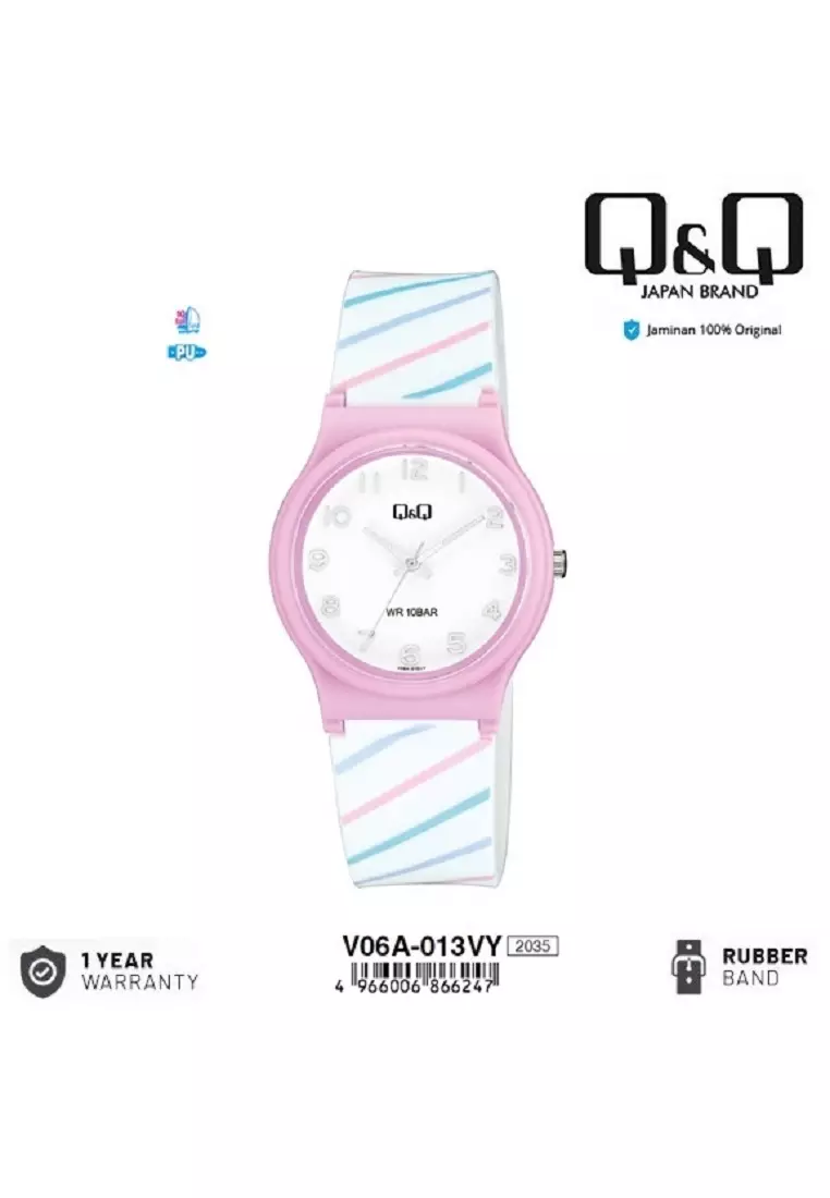 Jual Q&Q Q&Q QNQ QQ Original Watch Jam Tangan Wanita Tali Karet Water Resist V06 V06A V06A-013VY ...
