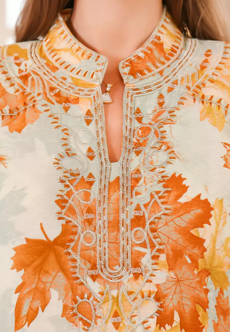 Buy Sunnydaysweety 2024 Autumn Big Robe Long Sleeve Dress Printed Dress ...