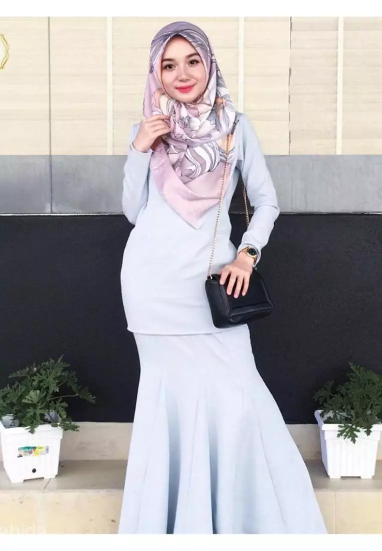 Buy Rina Nichie Basic Rina Kurung in Baby Blue Online | ZALORA Malaysia