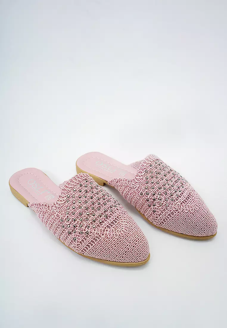 Buy Alacati Bead Embroidered Knitted Knitwear Flat Slippers 2026 Online ...