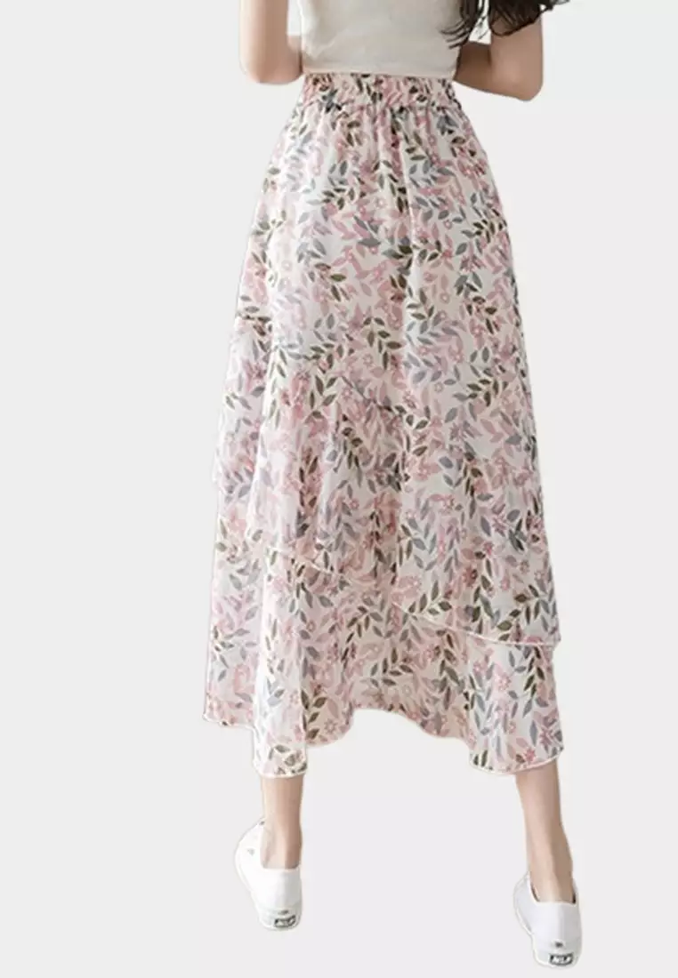 Buy Solace Floral Printed Ruffle Chiffon Skirt 2026 Online | ZALORA