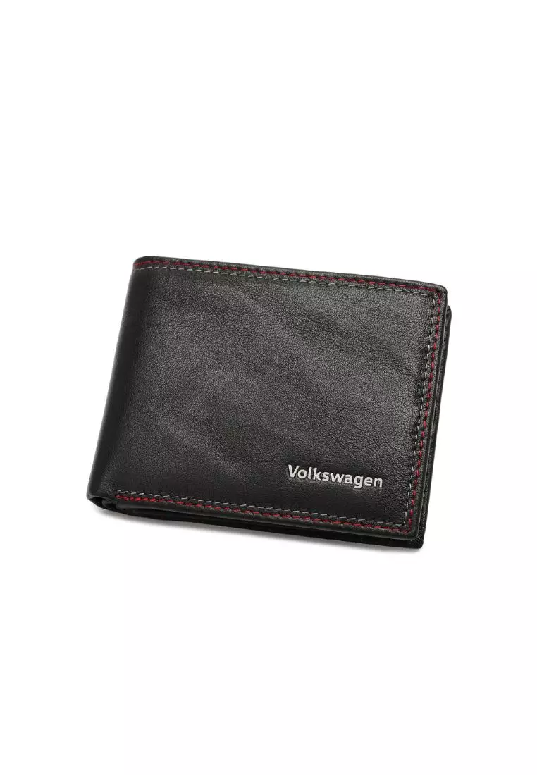 Buy Volkswagen Men's RFID Genuine Leather Bi Fold Center Flap Short ...
