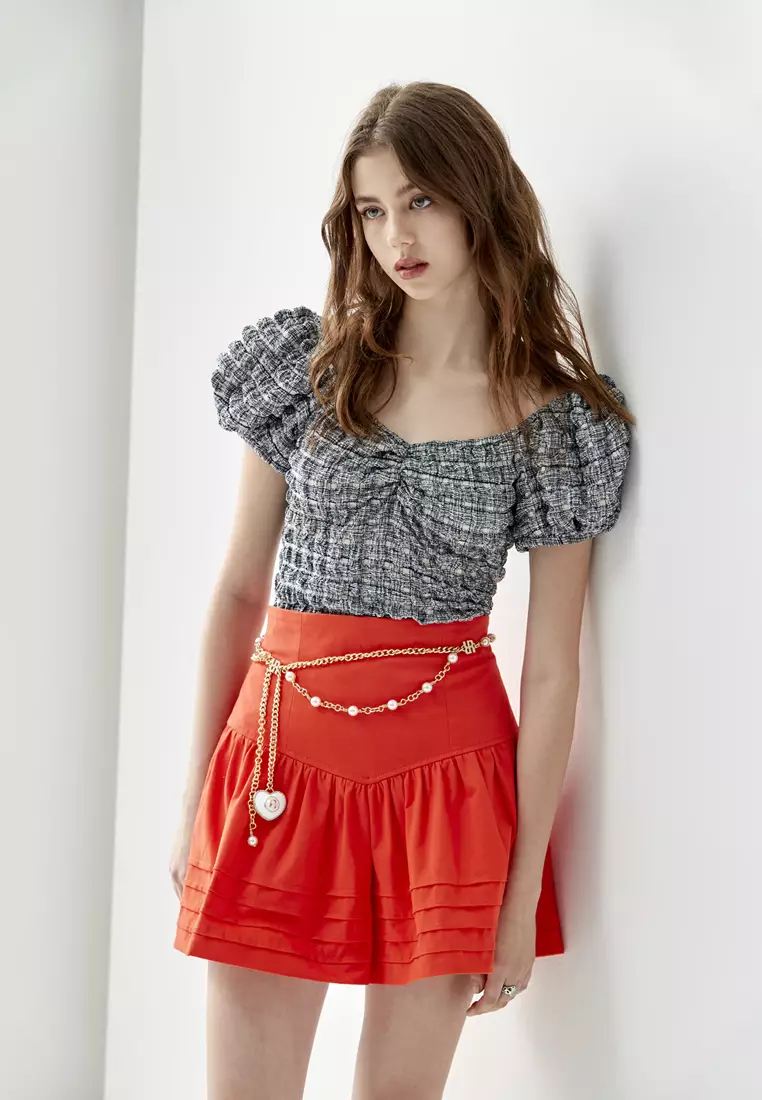 Buy iROO Puff Sleeve Elastic Top 2025 Online | ZALORA