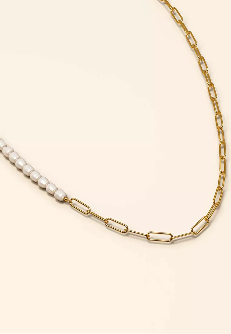 Buy Bullion Gold Cuban Pearl Paperclip Necklace in Gold 2025 Online ...