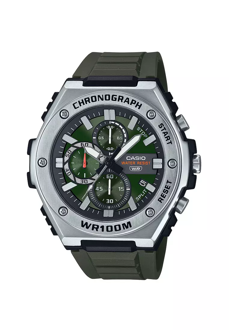 Jual CASIO Casio Jam Tangan Pria - Black Silver Green - Rubber Strap ...