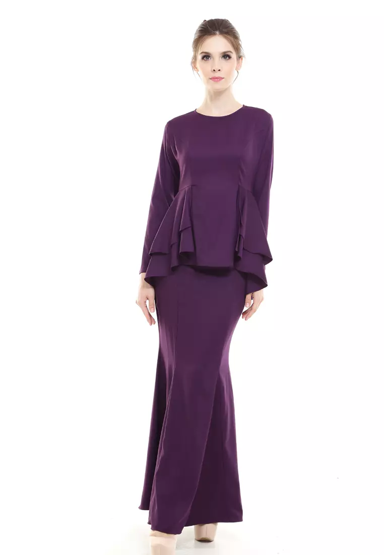 Buy Rina Nichie Couture Lora Peplum in Dark Purple Online | ZALORA Malaysia