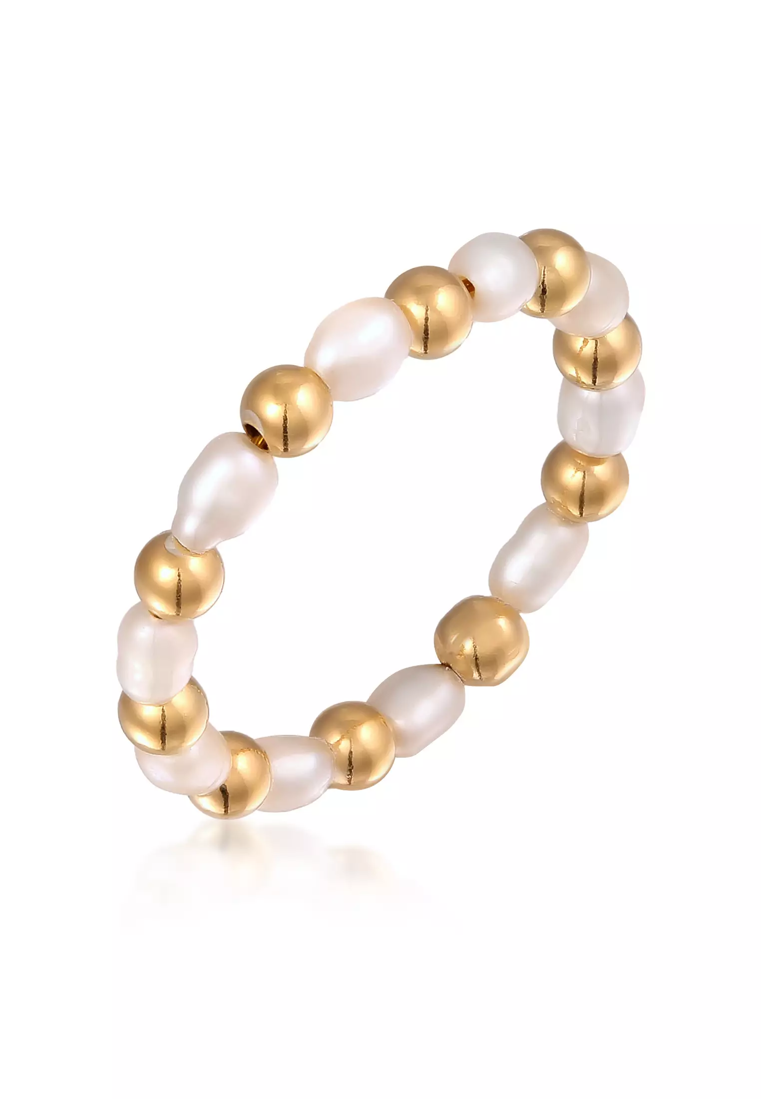 Buy ELLI GERMANY Freshwater Pearl Beaded Ring – Gold-Plated Silver 2026 ...
