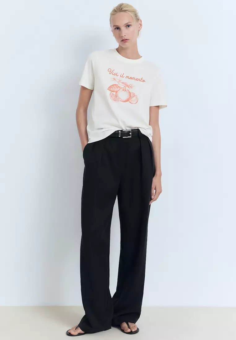 Jual Mango Printed Cotton-Blend T-Shirt Original 2025 | ZALORA Indonesia
