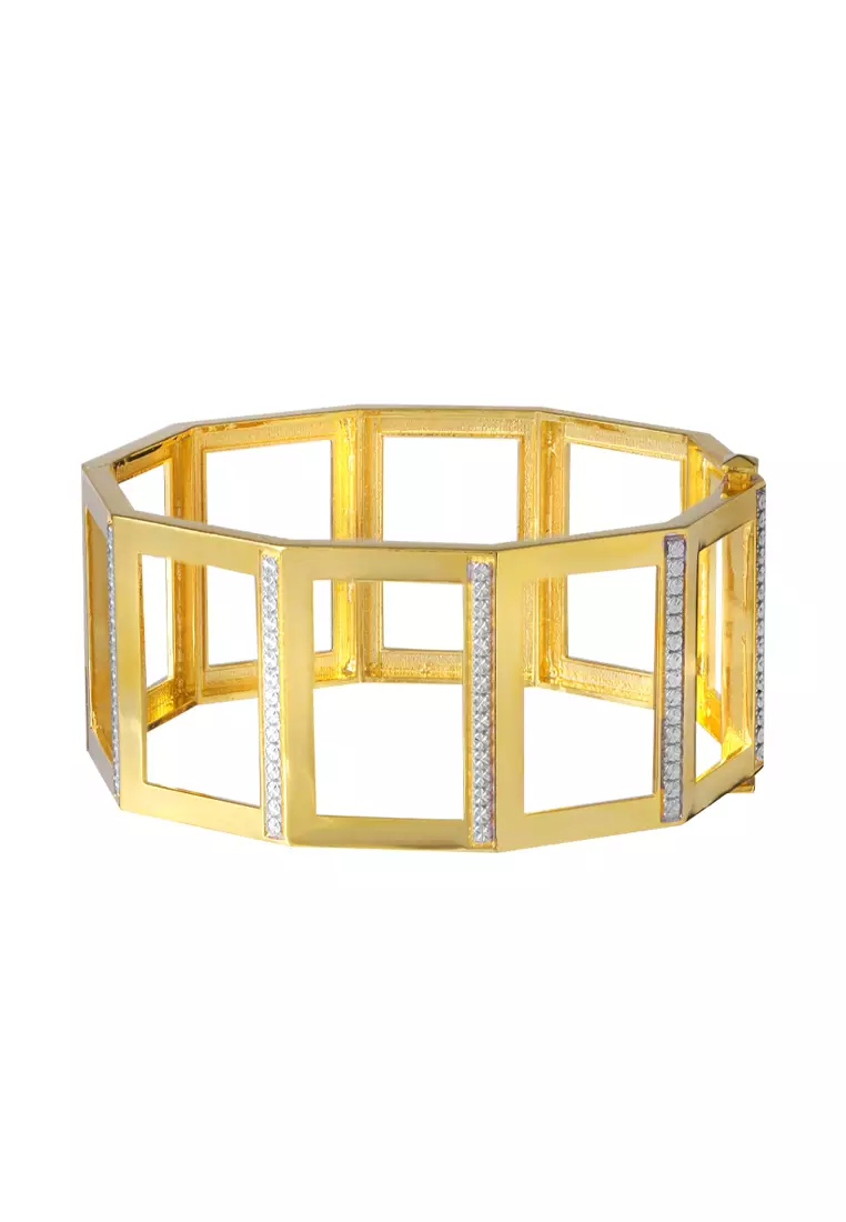TOMEI TOMEI Diamond Cut Collection Bangle, Yellow Gold 916 2025 | Buy ...