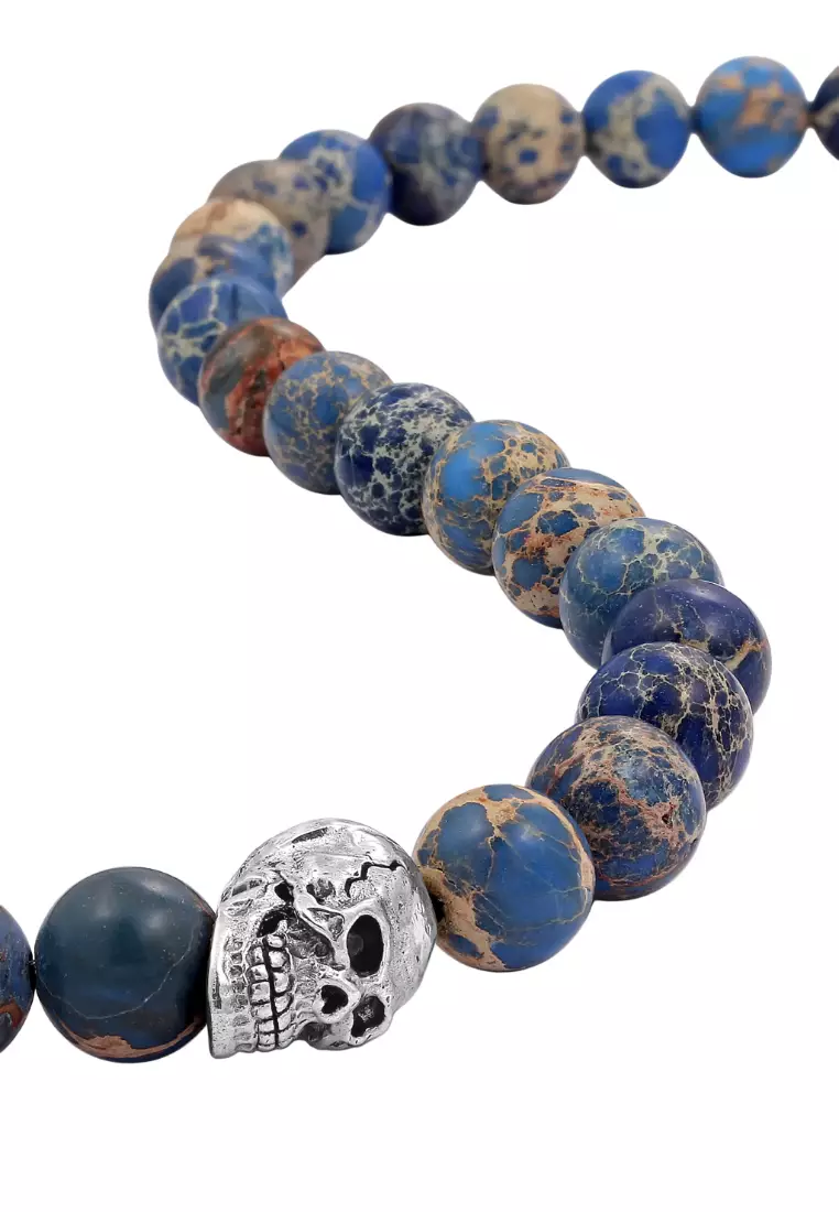 Buy Kuzzoi Necklace Men Skull Pendant Agate Beads Blue 2026 Online | ZALORA