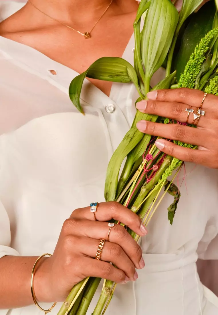 Buy Foundry Triangle Cut Stacker Ring 14k Gold 2025 Online | ZALORA Philippines