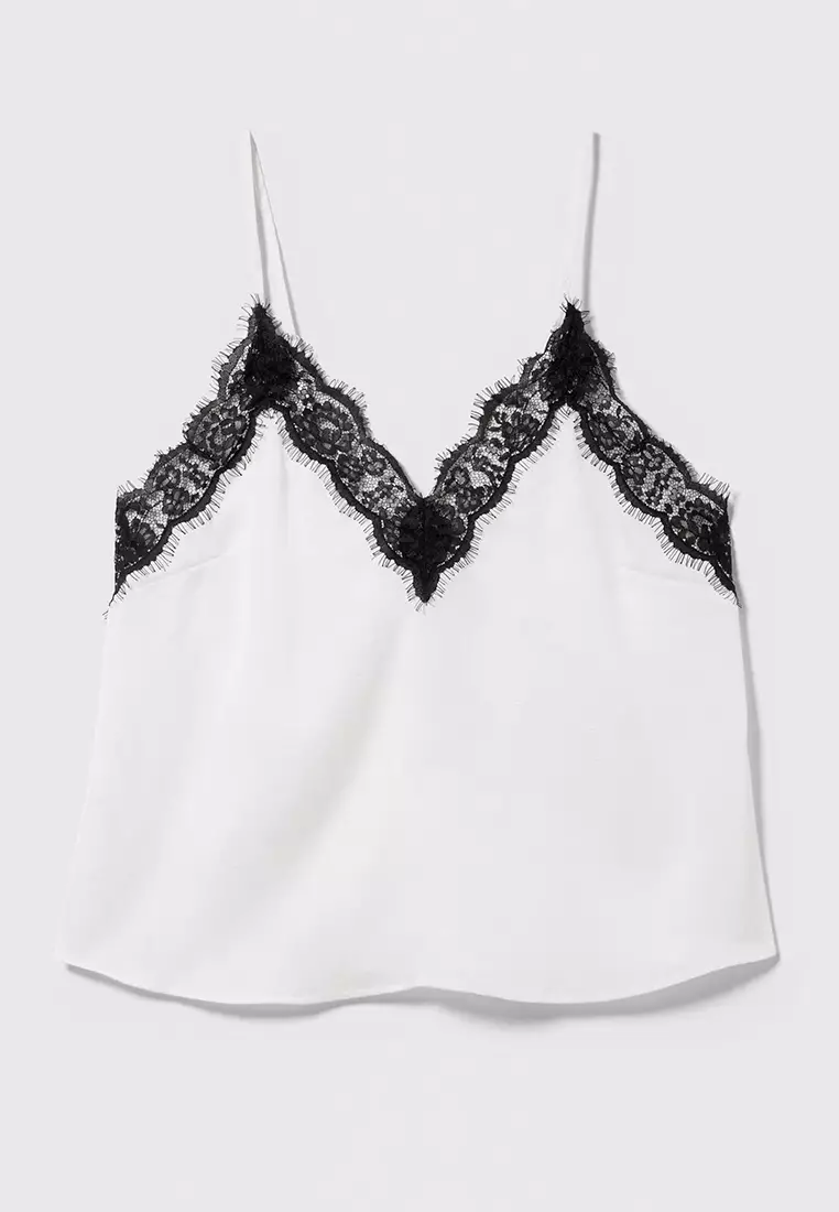 Buy Monki Lace-Trimmed Satin Camisole 2025 Online | ZALORA Philippines