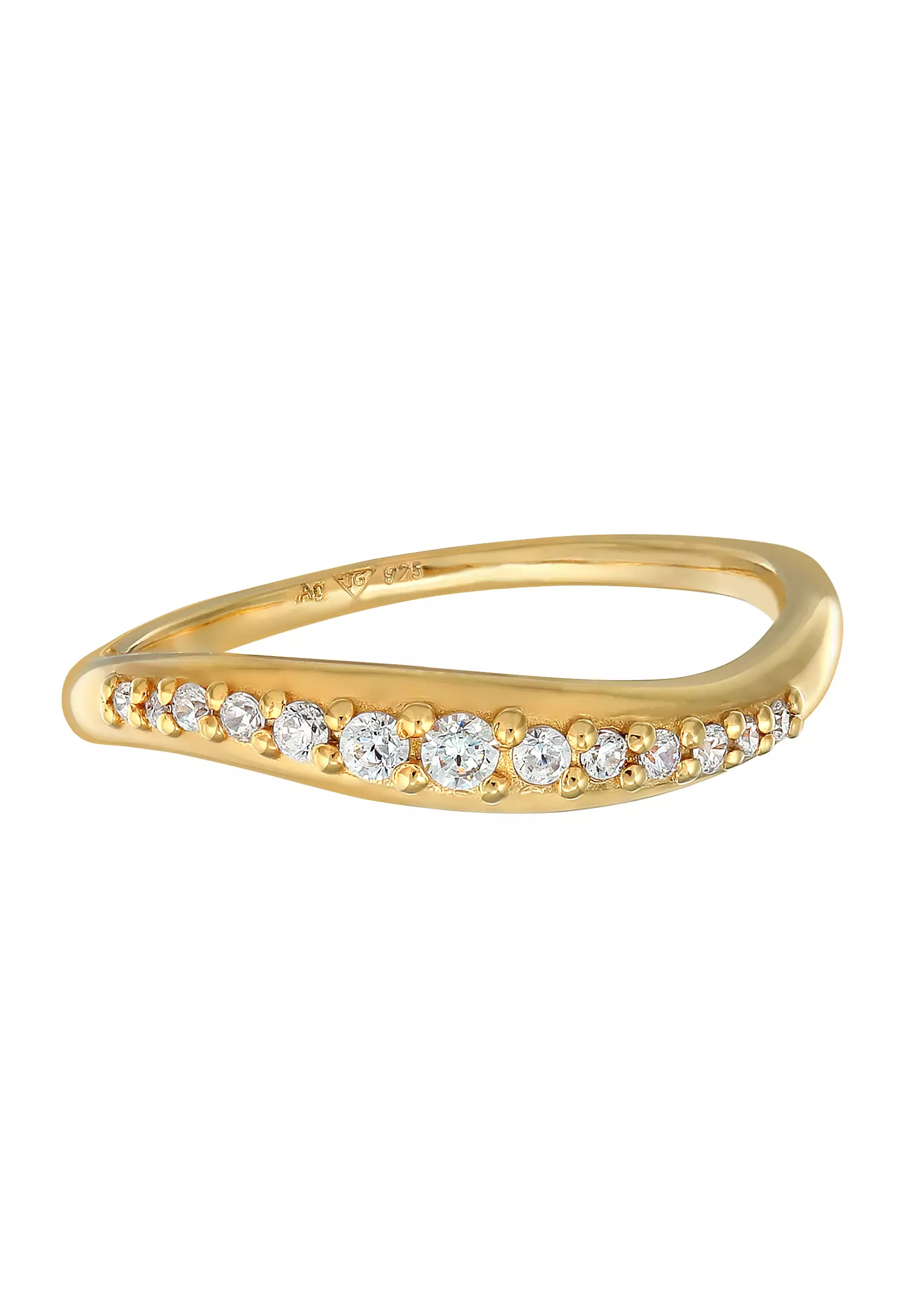 Buy ELLI GERMANY Zirconia Wave Ring – Gold-Plated Silver 2026 Online ...