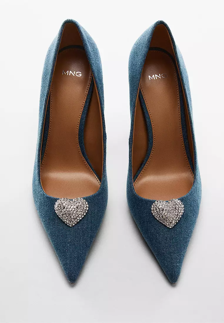 Buy Mango Denim Heels With Rhinestone Detail 2024 Online | ZALORA ...