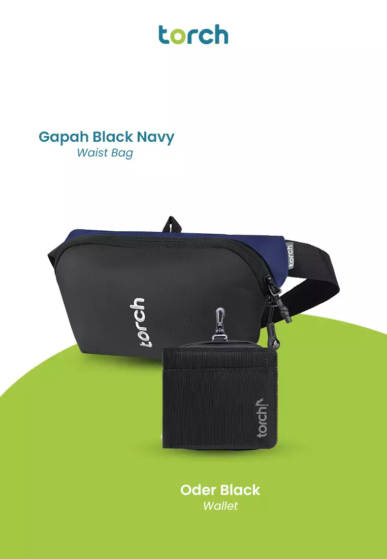 Jual TORCH.ID Torch Gapah Black Navy Waist Bag + Free Gift Oder Black ...