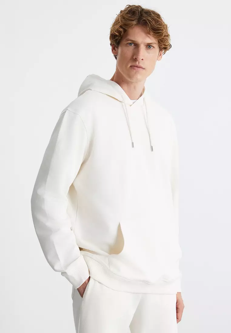 Buy GRIMELANGE Benda 3 Yarn Ribbed Soft Kangaroo Pocket Hooded ...