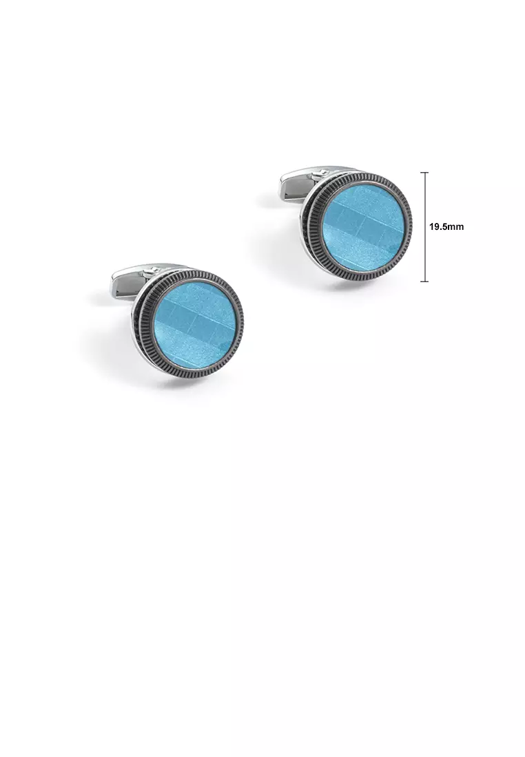 Buy Mooclife Fashion Simple Blue Geometric Round Cufflinks Online ...